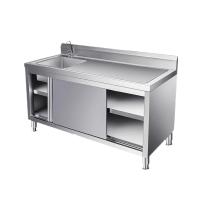 China Customizable Size Stainless Steel Sink with Storage Cabinet for Commercial Kitchens - Corrosion Resistant and Heavy-Duty Capacity for sale