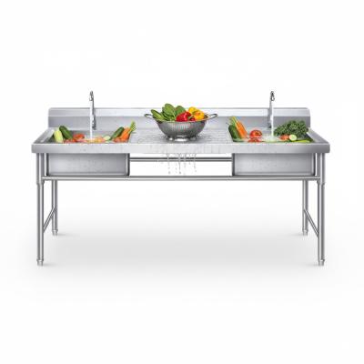 China Stainless Steel 201/304 Commercial Kitchen Sink with Adjustable Height Legs and Heavy-Duty Capacity for sale