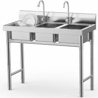 China Corrosion Resistant Stainless Steel Sink with Adjustable Height Legs and Heavy-Duty Capacity for Commercial Kitchens for sale