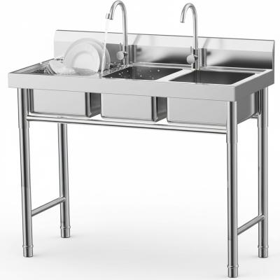 China Corrosion Resistant Stainless Steel Sink with Adjustable Height Legs and Heavy-Duty Capacity for Commercial Kitchens for sale