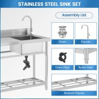 China Commercial Kitchen Stainless Steel Sink Table with Corrosion Resistant Heavy-Duty Capacity and Adjustable Height Legs for sale