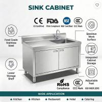 China Customized Stainless Steel Sink with Adjustable Height Legs and Corrosion Resistance for Heavy-Duty Commercial Kitchen Storage for sale