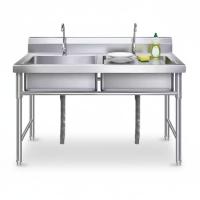 China Customizable Size Corrosion Resistant Heavy-Duty Stainless Steel Double Bowl Commercial Kitchen Sink for sale