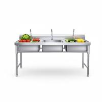 China Customized Size Corrosion Resistant Heavy-Duty Capacity Stainless Steel Sink for Commercial Kitchen for sale