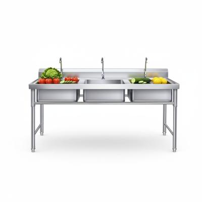 China Customized Size Corrosion Resistant Heavy-Duty Capacity Stainless Steel Sink for Commercial Kitchen for sale