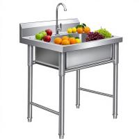 China Freestanding Stainless Steel Sink with Corrosion Resistance Adjustable Height Legs and Heavy-Duty Capacity for Commercial Kitchens for sale