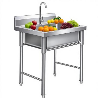 China Freestanding Stainless Steel Sink with Corrosion Resistance Adjustable Height Legs and Heavy-Duty Capacity for Commercial Kitchens for sale