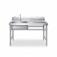 China Customizable Size 304/201 Stainless Steel 0.8mm Thickness Commercial Kitchen Independent Sink for sale