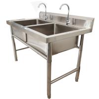 China Heavy-Duty Capacity Stainless Steel Double Bowl Sink with Self-Cleaning Coating and Polished Finish for Commercial Kitchens for sale