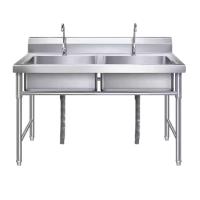 China Heavy-Duty Capacity Stainless Steel Double Bowl Sink with Self-Cleaning Coating and Polished Finish for Commercial Kitchens for sale