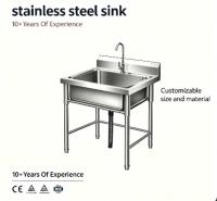 China Customizable Size 304 Stainless Steel Commercial Kitchen Sink with Corrosion Resistance and Heavy-Duty Capacity for sale