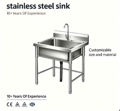 China Customizable Size 304 Stainless Steel Commercial Kitchen Sink with Corrosion Resistance and Heavy-Duty Capacity for sale