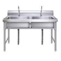 China Freestanding Stainless Steel Commercial Kitchen Sink with Corrosion Resistance, Adjustable Height Legs, and 300 kg/㎡ Load Capacity for sale