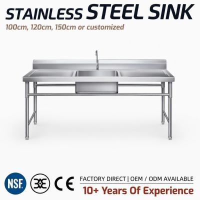 China Corrosion Resistant Stainless Steel Sink with Adjustable Height Legs and 300 kg/㎡ Load Capacity for Commercial Kitchen for sale