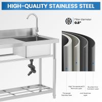 China Stainless Steel Commercial Kitchen Sink with Corrosion Resistance, Customized Size and 300 kg/㎡ Load Capacity for sale