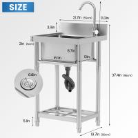 China Freestanding Commercial Kitchen Sink with Heavy-Duty Capacity and Corrosion Resistant Stainless Steel for sale