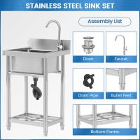 China Commercial Kitchen Sink with Corrosion Resistance Adjustable Height Legs and 300 kg/㎡ Load Capacity for sale