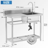 China Customized Size Stainless Steel Sink with 300 kg/㎡ Load Capacity and Corrosion Resistance for Commercial Kitchen for sale