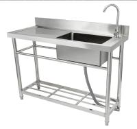 China Corrosion Resistant Heavy-Duty Stainless Steel Sink with Adjustable Height Legs for Commercial Kitchen for sale