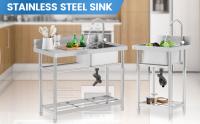 China Corrosion Resistant Heavy-Duty Stainless Steel Sink with Adjustable Height Legs for Commercial Kitchen for sale