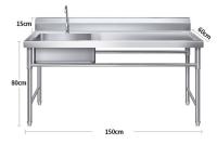 China Freestanding Stainless Steel Sink with Corrosion Resistance Heavy-Duty Capacity and Adjustable Height Legs for Commercial Kitchen for sale