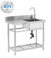 China Freestanding Commercial Kitchen Sink with 300 kg/㎡ Load Capacity, Corrosion Resistance, and Adjustable Height Legs for sale