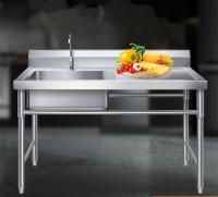 China Commercial Triple Compartment Stainless Steel Sink with Fire-Retardant Coating and Heavy-Duty Capacity for Food Service Industry for sale