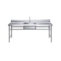 China Commercial Triple Compartment Stainless Steel Sink with Fire-Retardant Coating and Heavy-Duty Capacity for Food Service Industry for sale