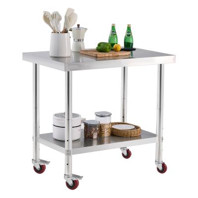 China Double-layer Stainless Steel Work Table with Durable Construction and Customized Size for Commercial Kitchen for sale
