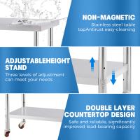 China Double-layer Stainless Steel Work Table with Durable Construction and Customized Size for Commercial Kitchen for sale