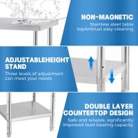 China Heavy-Duty Stainless Steel Kitchen Workbench with 300 kg/㎡ Load Capacity, Corrosion Resistant and Casters Included for sale