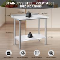 China Stainless Steel Kitchen Workbench with Adjustable Height Legs and Corrosion Resistant Customized Size Preparation Countertop for sale