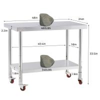 China Stainless Steel 304 Commercial Kitchen Workbench with 300kg/m Load Capacity and Self-Cleaning Coating for sale