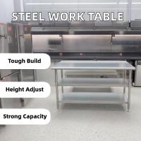 China Heavy-Duty Stainless Steel Workbench with Adjustable Height Legs and 100kg Load Capacity for Commercial Kitchens for sale