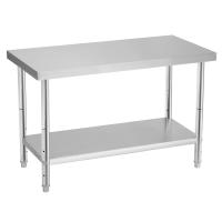 China 2-Layer Thickened Stainless Steel 201/304 Work Table with 300 kg/㎡ Load Capacity for Commercial Kitchen for sale
