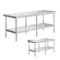 China Customized Size Stainless Steel Workbench with Food-Grade Powder Coating and Heavy-Duty Capacity for Commercial Kitchens for sale