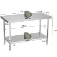 China Heavy Duty 304 Stainless Steel Worktable with Wheels for Commercial Kitchen - 300 kg Load Capacity for sale