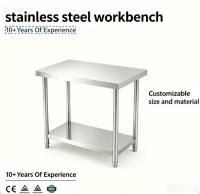 China Adjustable Height 304 Stainless Steel Worktable with Double-layer Design for Commercial Kitchens for sale