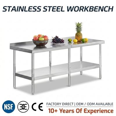 China Adjustable Height Stainless Steel Workbench with Corrosion Resistance and 500 kg/㎡ Load Capacity for Commercial Kitchens for sale
