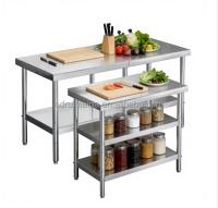 China Adjustable Height Stainless Steel Workbench with Corrosion Resistance and 500 kg/㎡ Load Capacity for Commercial Kitchens for sale