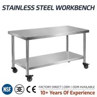 China 500kg Load Capacity 304 Stainless Steel Double-layer Commercial Work Table and Kitchen Worktable for sale