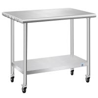 China Durable 304 Stainless Steel Workbench with 500kg Load Capacity and Adjustable Height Legs for Commercial Kitchens for sale