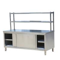 China Heavy-duty Easy to Clean Stainless Steel 304/201 Commercial Work Table with Storage Cabinet for sale