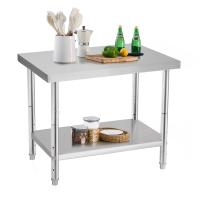 China Heavy-Duty Stainless Steel Worktable with 300 kg/㎡ Load Capacity and Adjustable Height Legs for Commercial Kitchens for sale