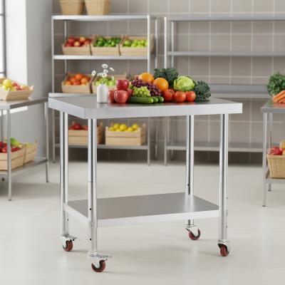 China Stainless Steel 304/201 Workbench with 300 kg/㎡ Load Capacity and Adjustable Height Legs for Commercial Kitchens for sale
