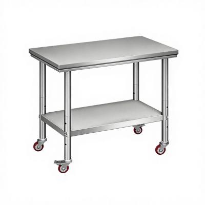 China 304 Stainless Steel Workbench with Adjustable Height Legs and Heavy-Duty Capacity for Commercial Kitchens for sale