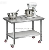 China Stainless Steel Workbench with Adjustable Height Legs and 300 kg/㎡ Load Capacity for Commercial Kitchens for sale