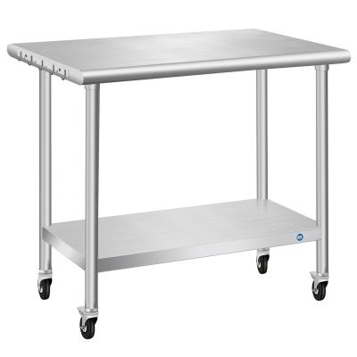 China Double-layer Stainless Steel Workbench with Corrosion Resistance and 300 kg/㎡ Load Capacity for sale
