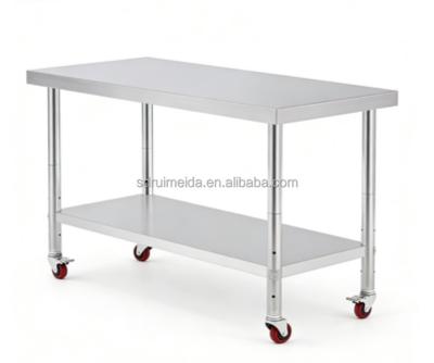 China Stainless Steel 304/201 Worktable with Fire-Retardant Coating and Adjustable Height Legs for Commercial Kitchens for sale