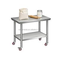 China Stainless Steel 201/304 Worktable with 300 kg/㎡ Load Capacity and Adjustable Height Legs for Commercial Kitchens for sale